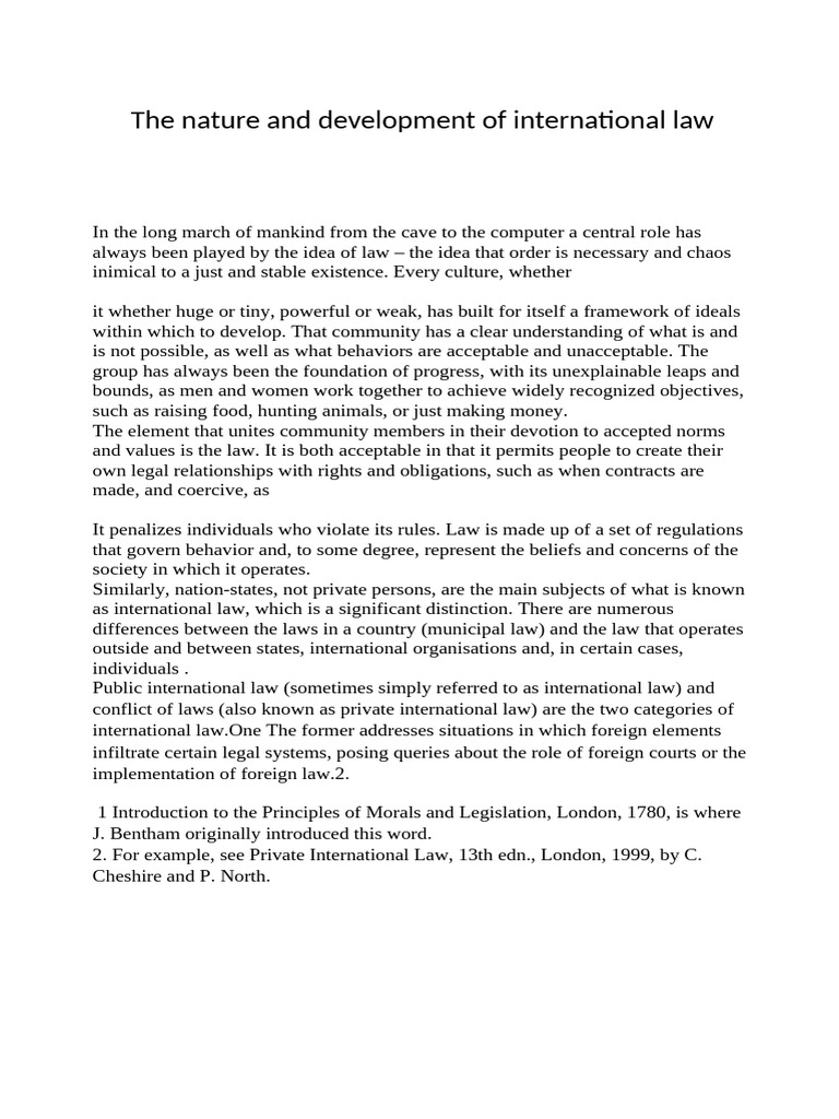 Nature and Development of International Law | PDF