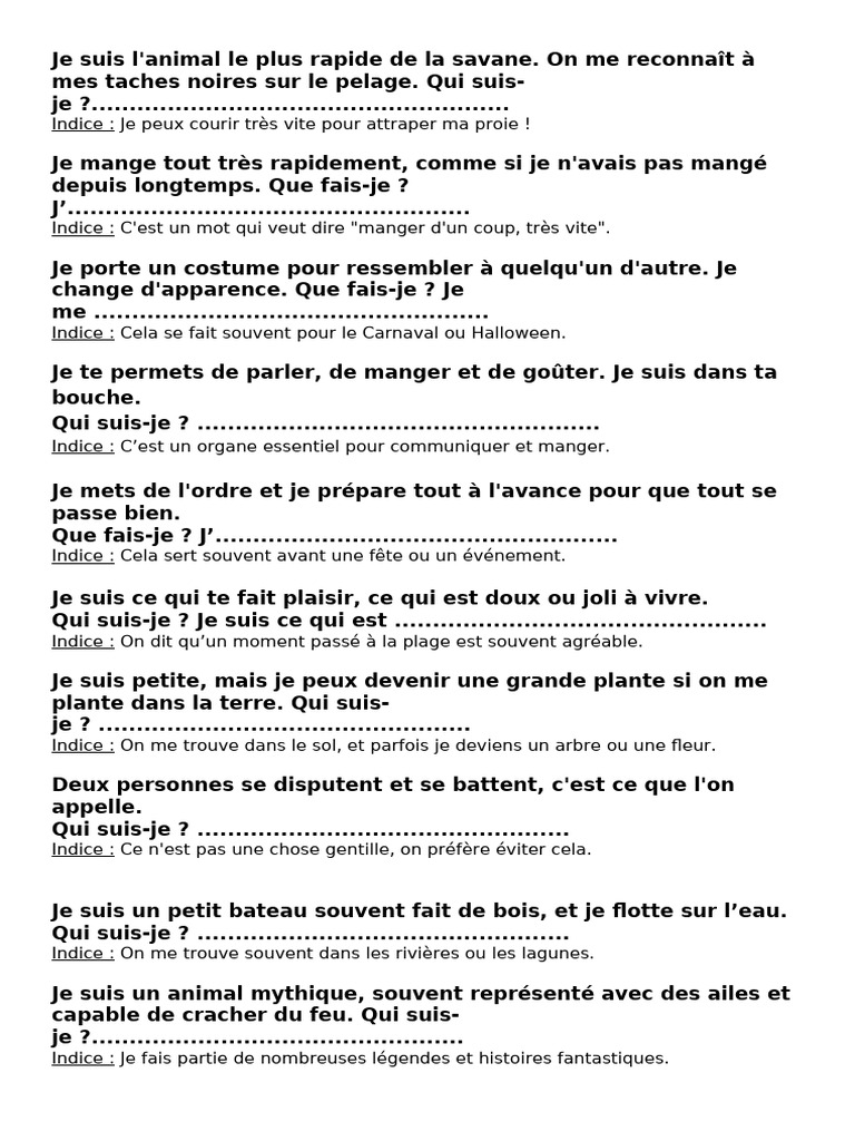 Devinettes amusantes sur les animaux et formes | PDF | Blagues