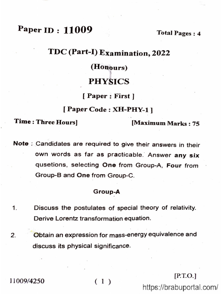 Physics Part-1 Honors Paper-I | PDF