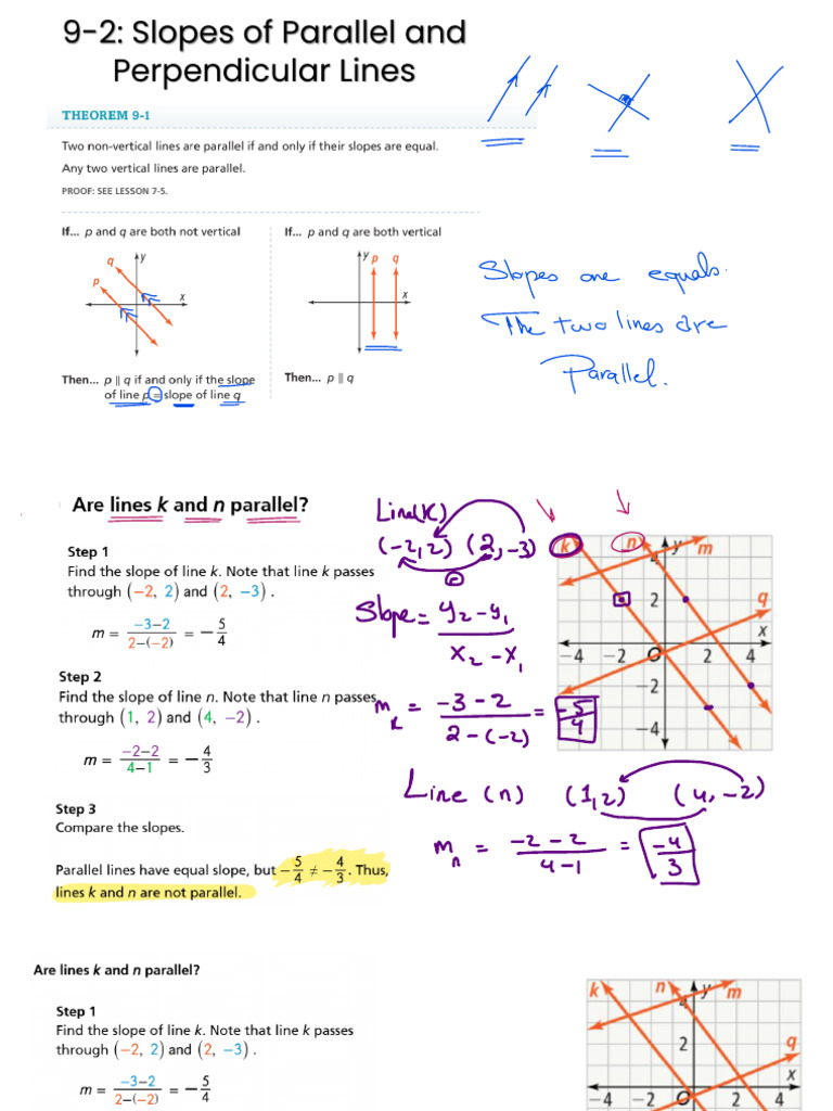 9-2 Slopes of Parallel and Perpendicular Lines 3rd Quarter | PDF