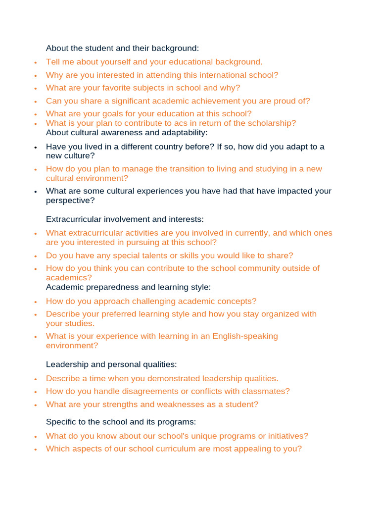 Interview Sample Questions | PDF