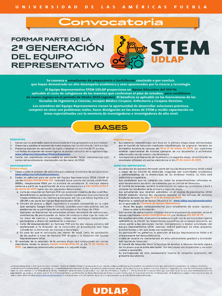 Convocatoria Equipo Representativo Stem-Udlap Ot 25 | PDF