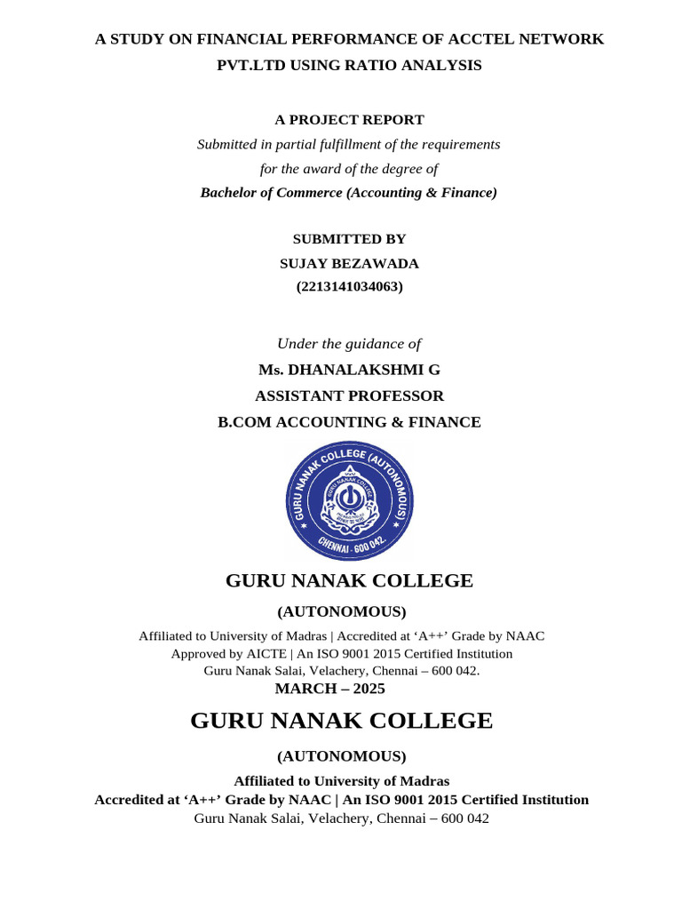 Sujay Final Year Project | PDF | Dividend | Revenue