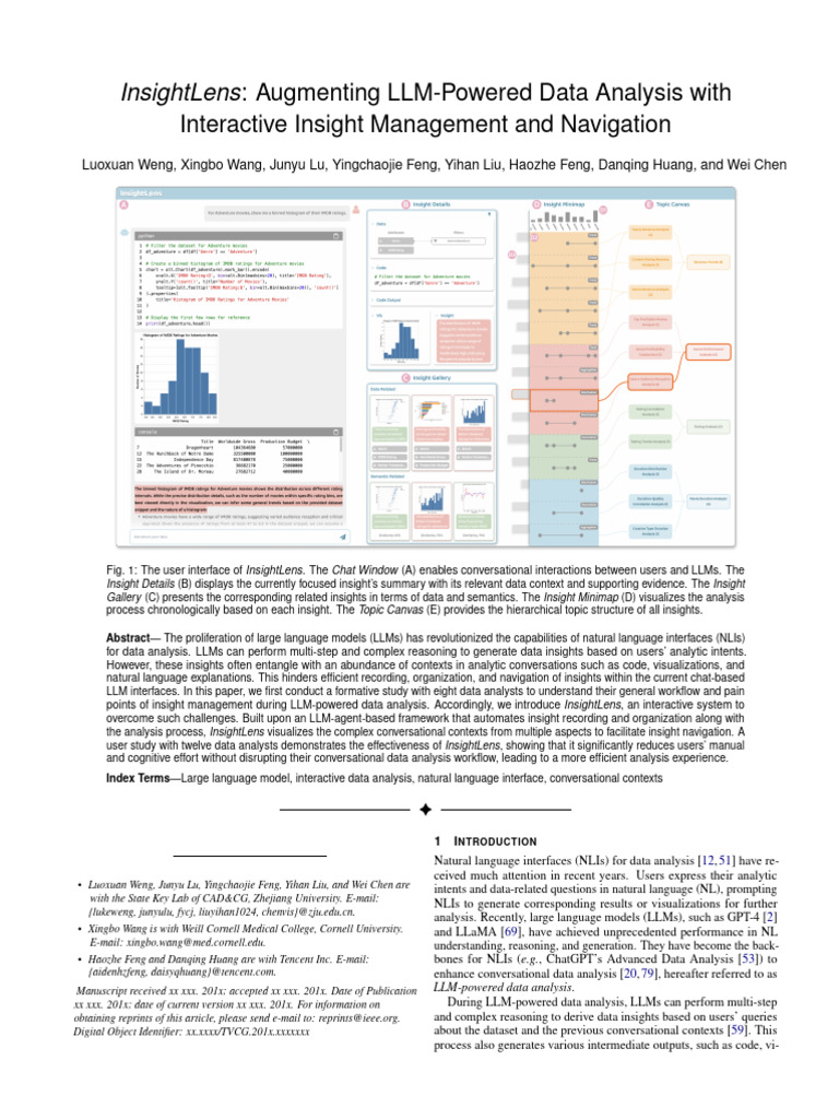 InsightLens: Augmenting LLM-Powered Data Analysis With Interactive Insight Management and ...