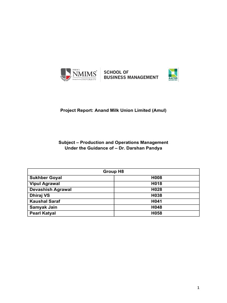 POM Project | PDF | Logistics | Dairy