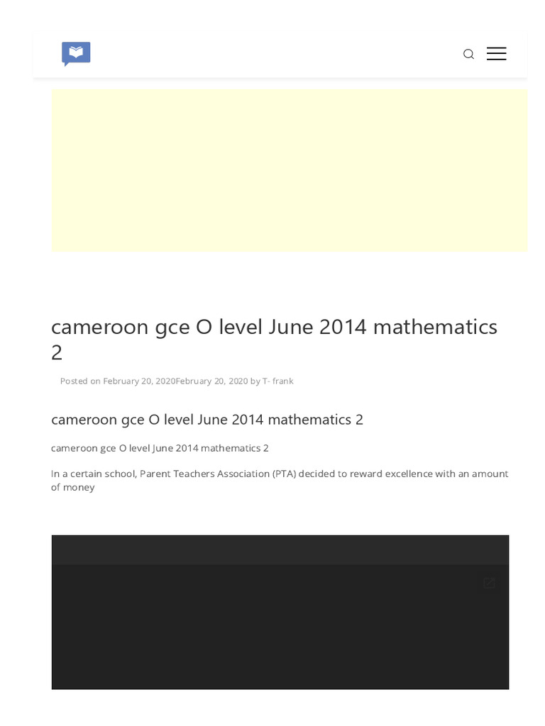 Cameroon GCE O Level Math 2014 | PDF