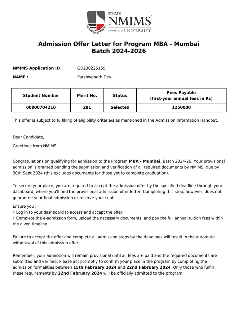 Offer Letter GD230225159 | PDF