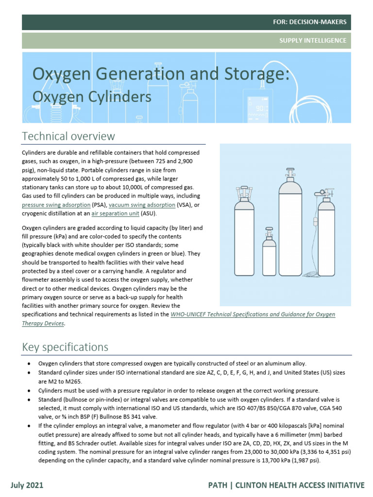 O2 Generation and Storage Oxygen Cylinders v1 | PDF | Valve | Oxygen