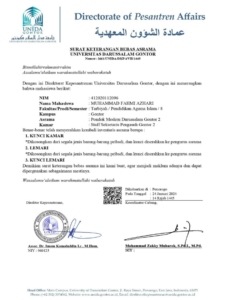 Bebas asrama fahmi | PDF