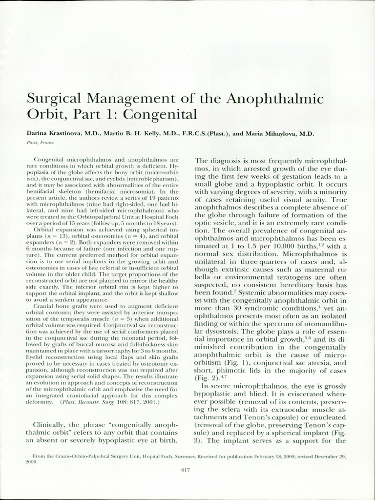 Krastinova. Surgical Management of The Anophthalmic Orbit | PDF