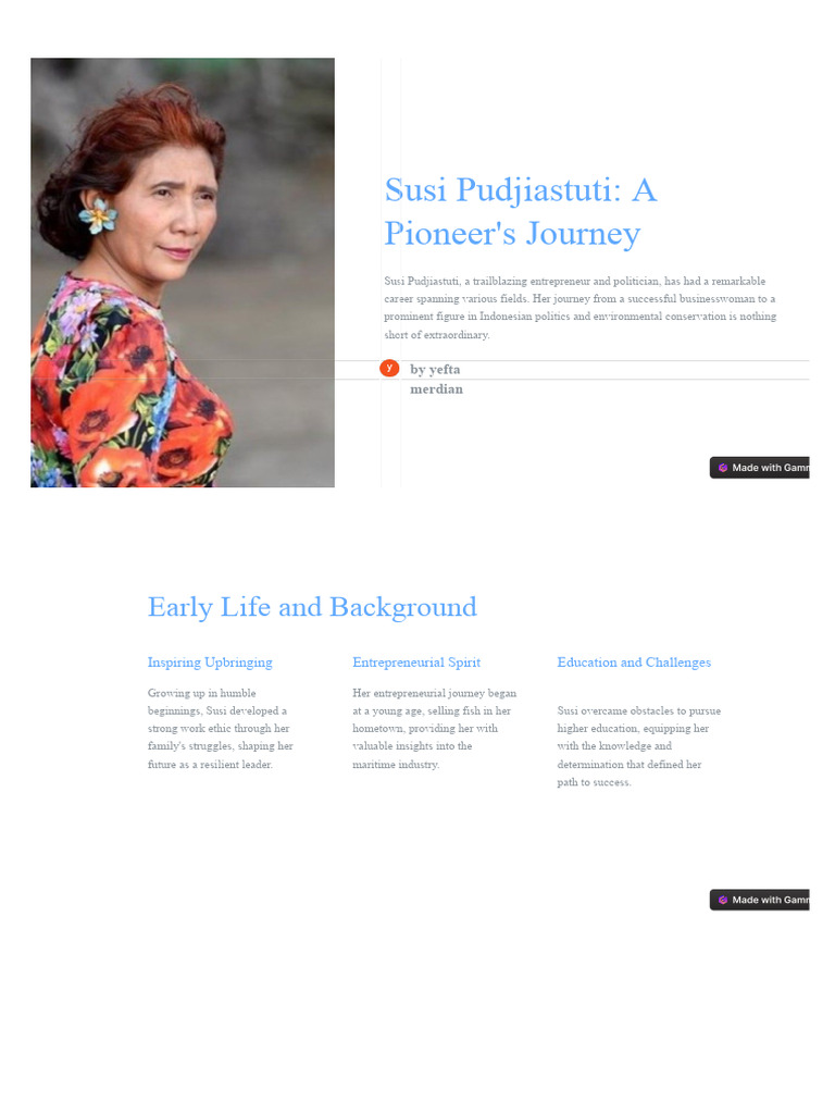 Susi Pudjiastuti: Entrepreneur and Leader | PDF | Entrepreneurship ...