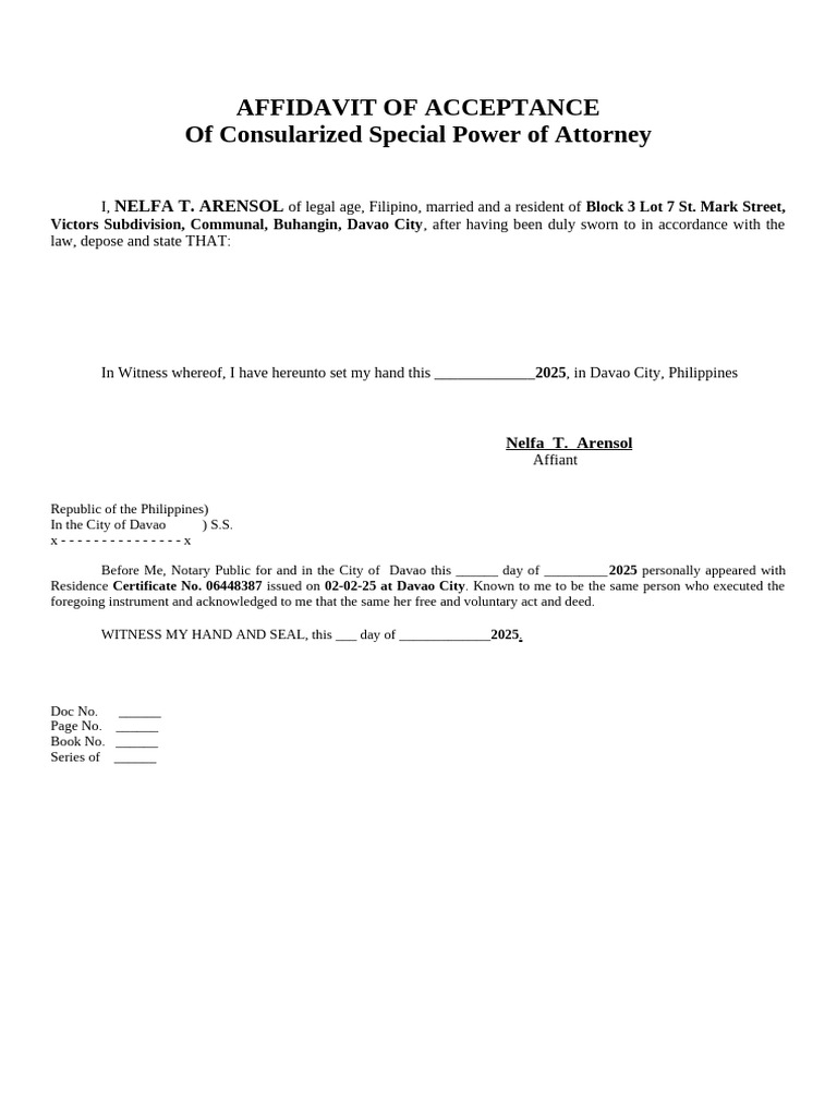 Affidavit of Acceptance | PDF