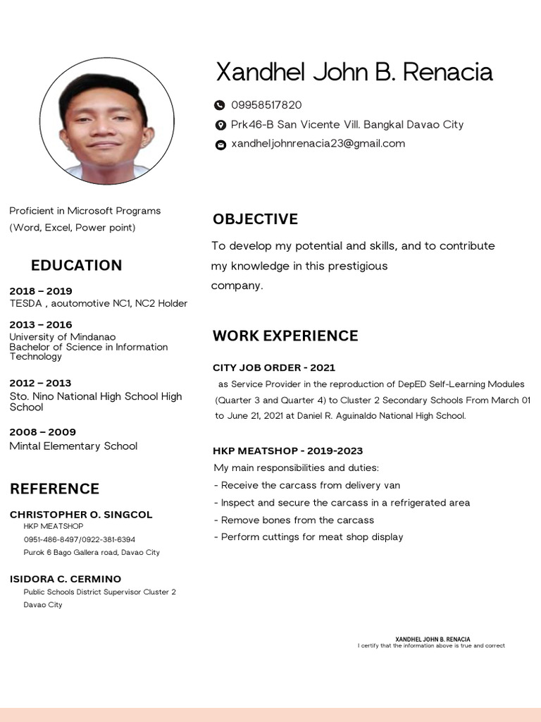 Xandhel John Resume PDF | PDF