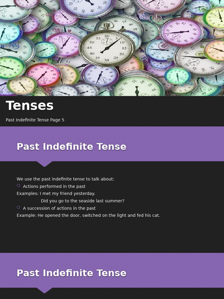 Past Indefinite Tenses | PDF