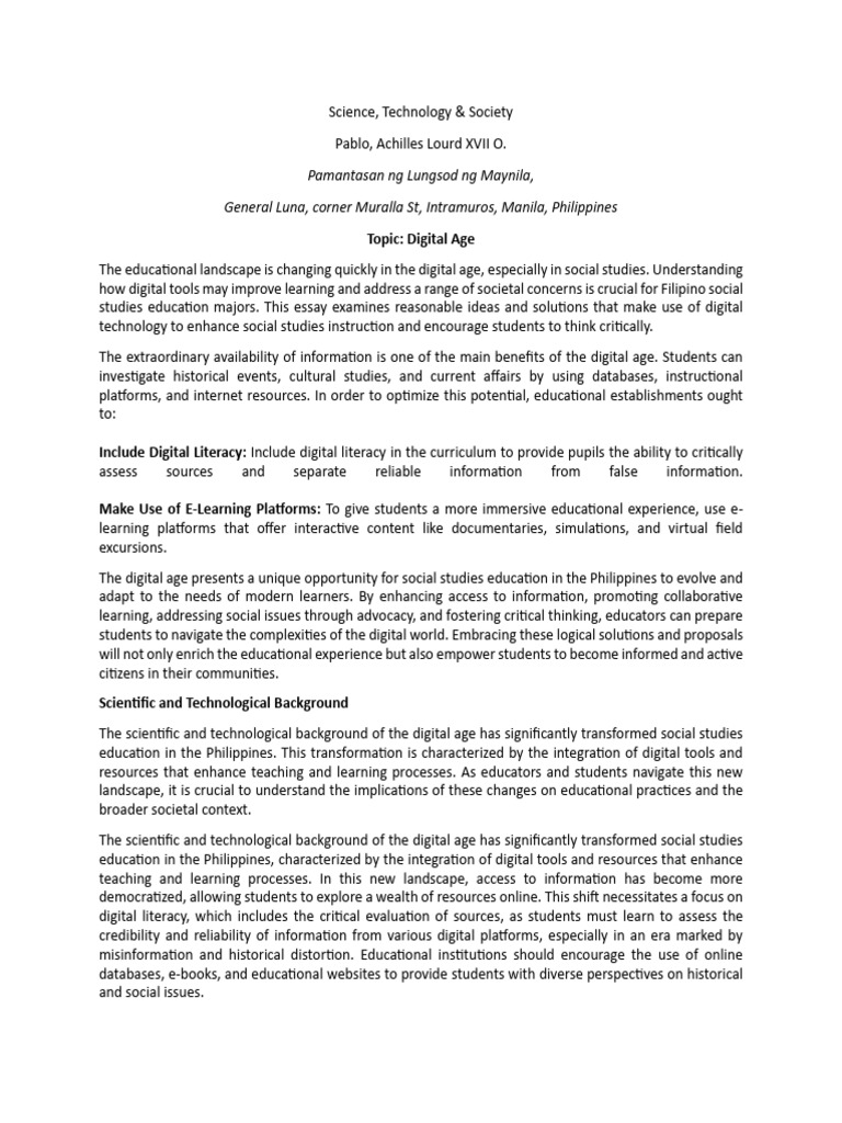 Pablo - STS Final Course Requirement | PDF | Social Media | Popular Culture & Media Studies