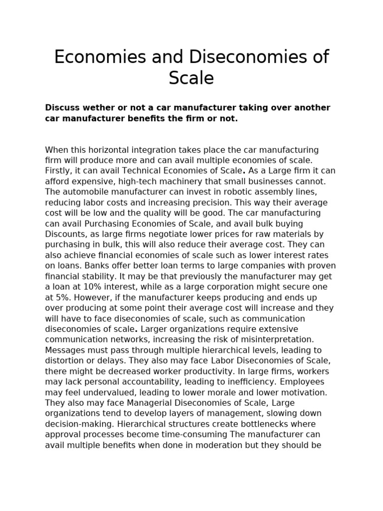 Economies and Diseconomies of Scale | PDF