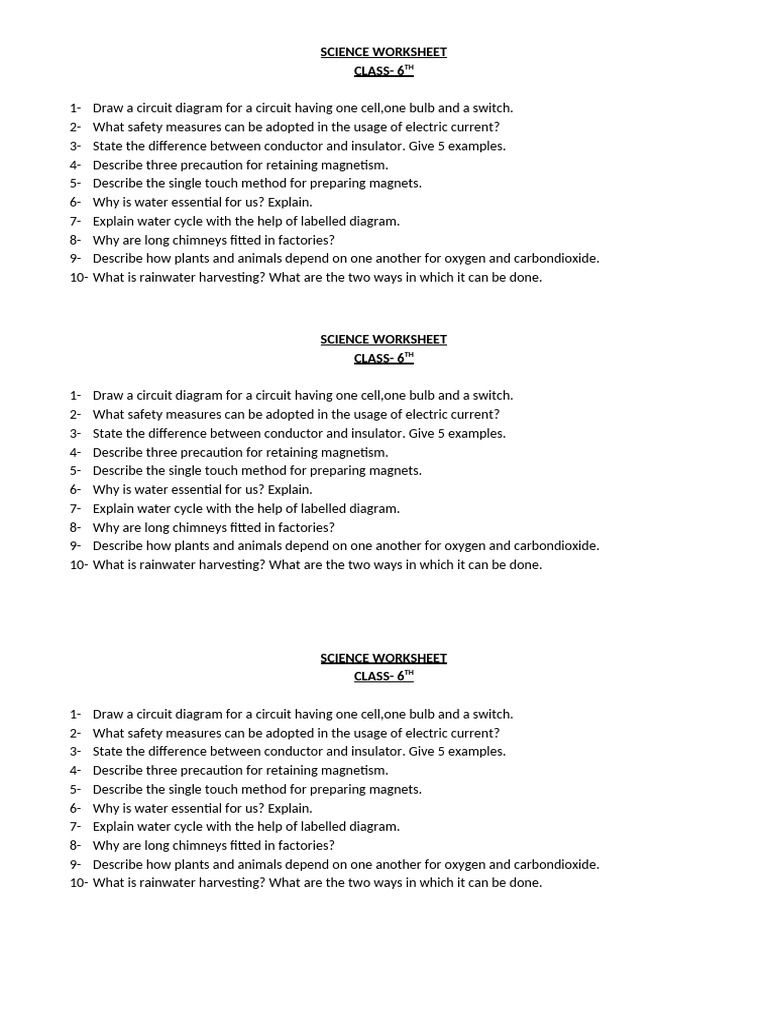 SCIENCE WORKSHEET (1) | PDF
