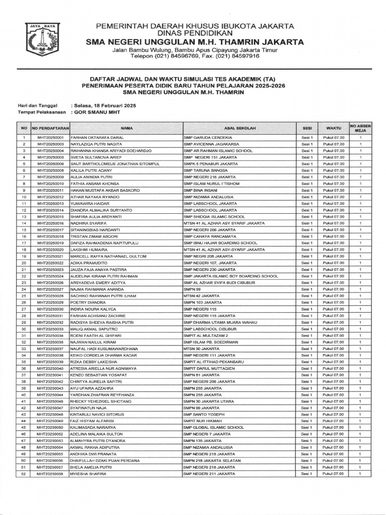 Jadwal Simulasi Ta | PDF