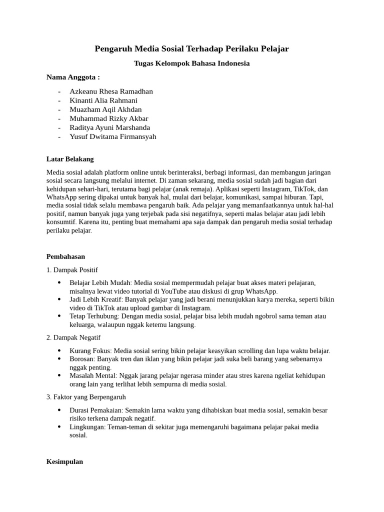 Pengaruh Media Sosial Terhadap Perilaku Pelajar-1 | PDF
