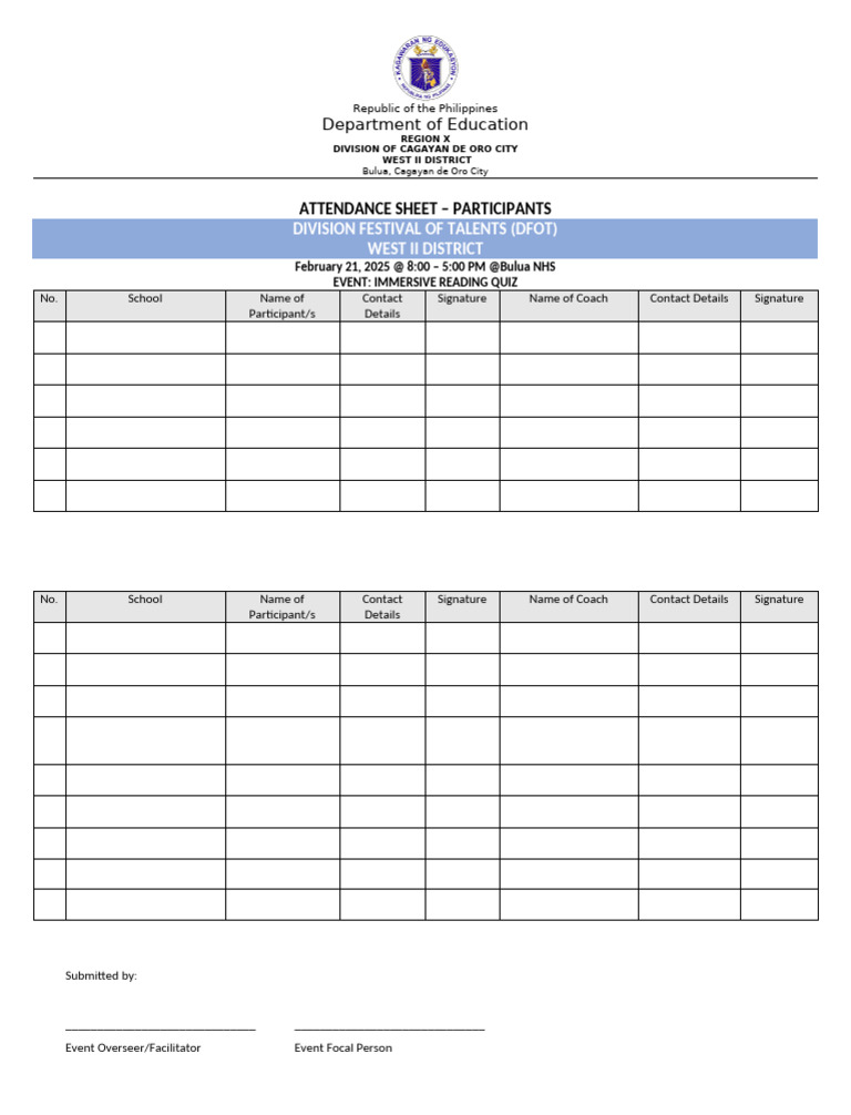 DFOT Attendance Per Event | PDF