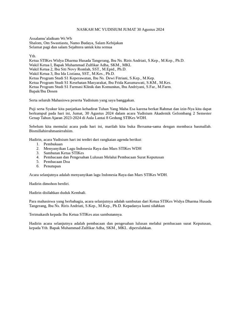 Naskah MC 30 Agustus 2024 | PDF