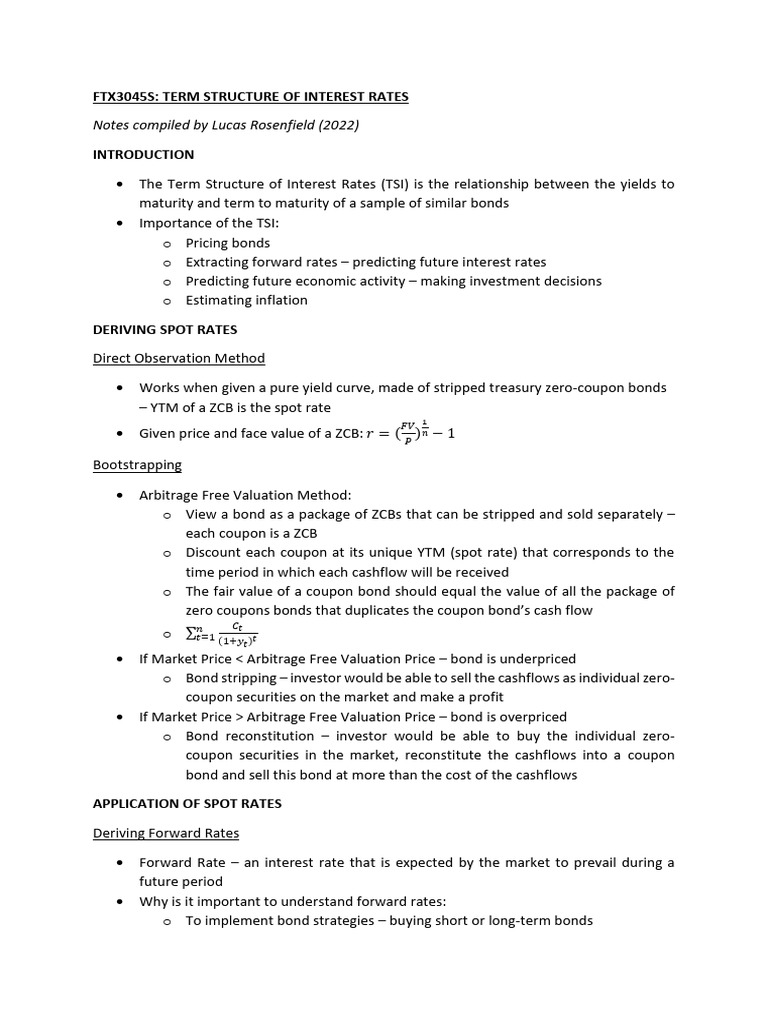 Term Structure of Interest Rates (FTX3045S) 2 | PDF | Yield Curve ...