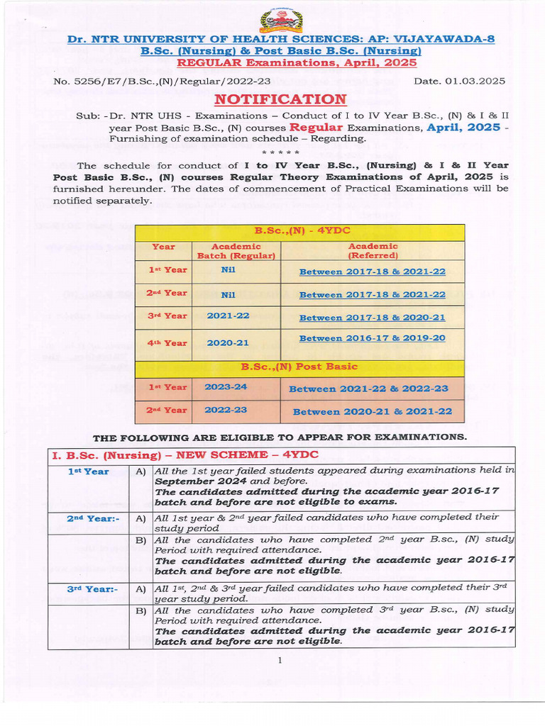 Notification & Time Table | PDF