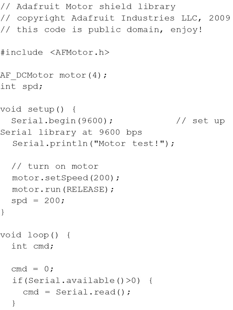 Adafruit Motor Shield Control Code | PDF