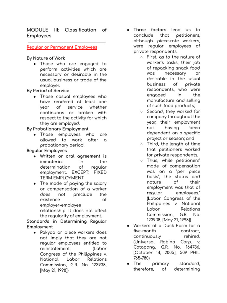 (POS 4219) MODULE III - Classification of Employees | PDF | Employment ...