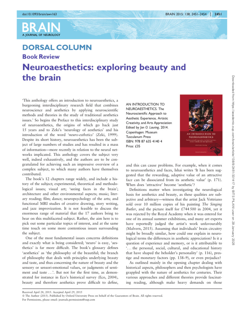 Neuroaesthetics: Beauty and the Brain | PDF | Aesthetics | Psychology