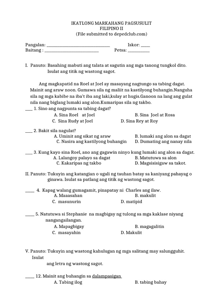 PT Filipino 2 q3 | PDF
