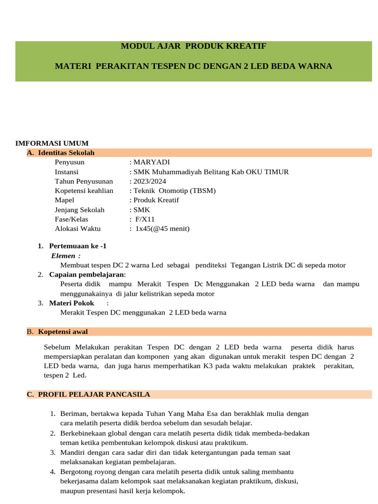 Contoh Model Pembelajaran PJBL Siklus 2 | PDF