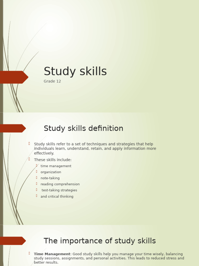 Essential Study Skills for Grade 12 Success | PDF | Study Skills ...