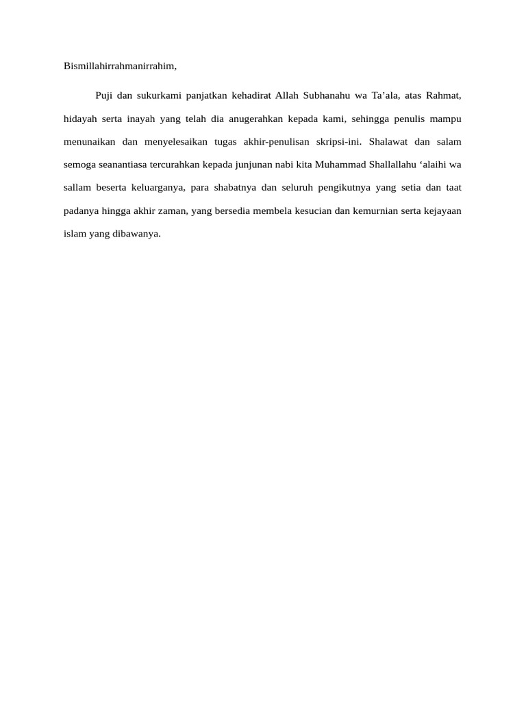 Kata Pengantar Skripsi Husni | PDF