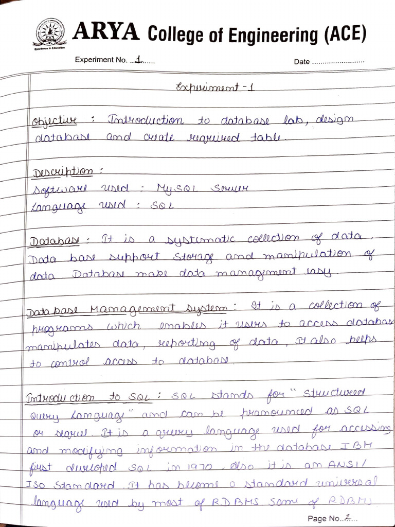 Exp - 1 DBMS | PDF | Databases | Data Management Software