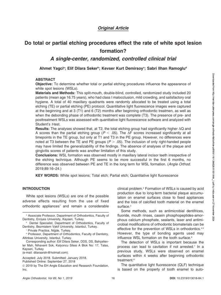 Total or Partial Etching | PDF | Orthodontics | Tooth Enamel