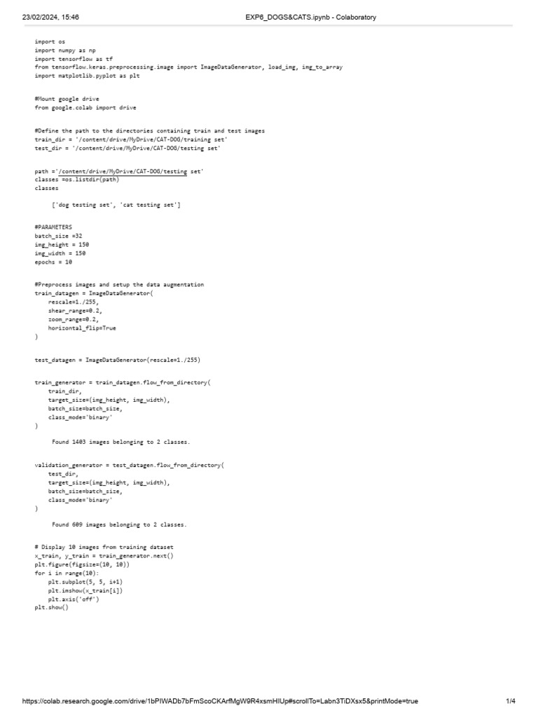 EXP6 - DOGS&CATS - Ipynb - Colaboratory | PDF | Computer Science | Applied Mathematics