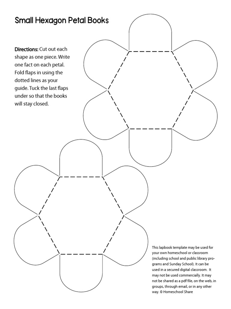 Hexagon Petal Book Template Guide | PDF