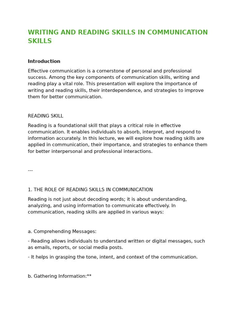 Communication Skills Group 13 | PDF | Communication | Reading Comprehension