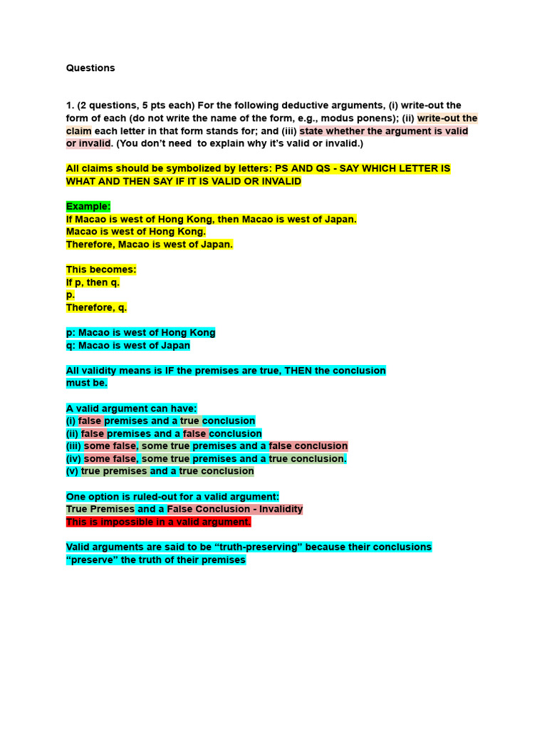 Validity and Invalidity in Arguments | PDF | Argument | Deductive Reasoning
