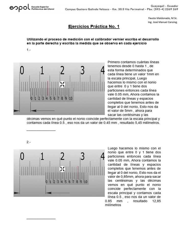 Ejercicios de Medición con Calibrador Vernier | PDF