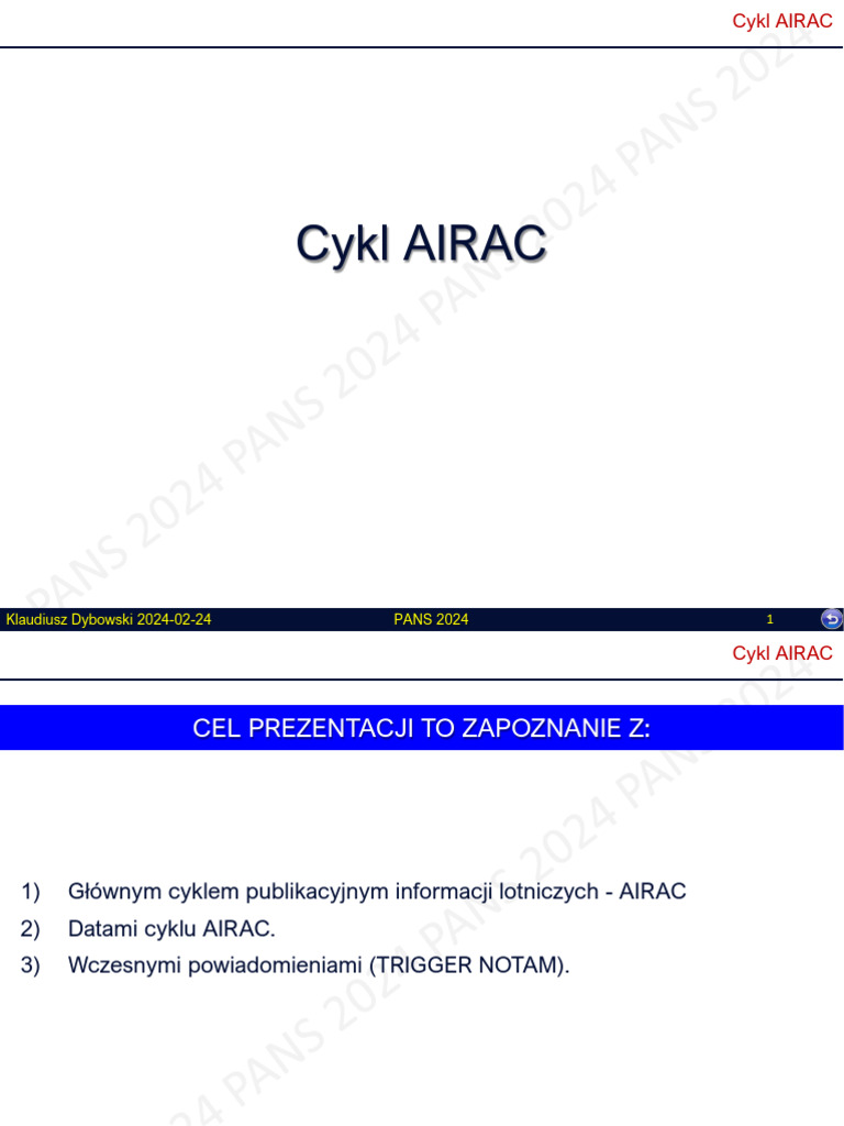 Cykl AIRAC 2024 PANS | PDF