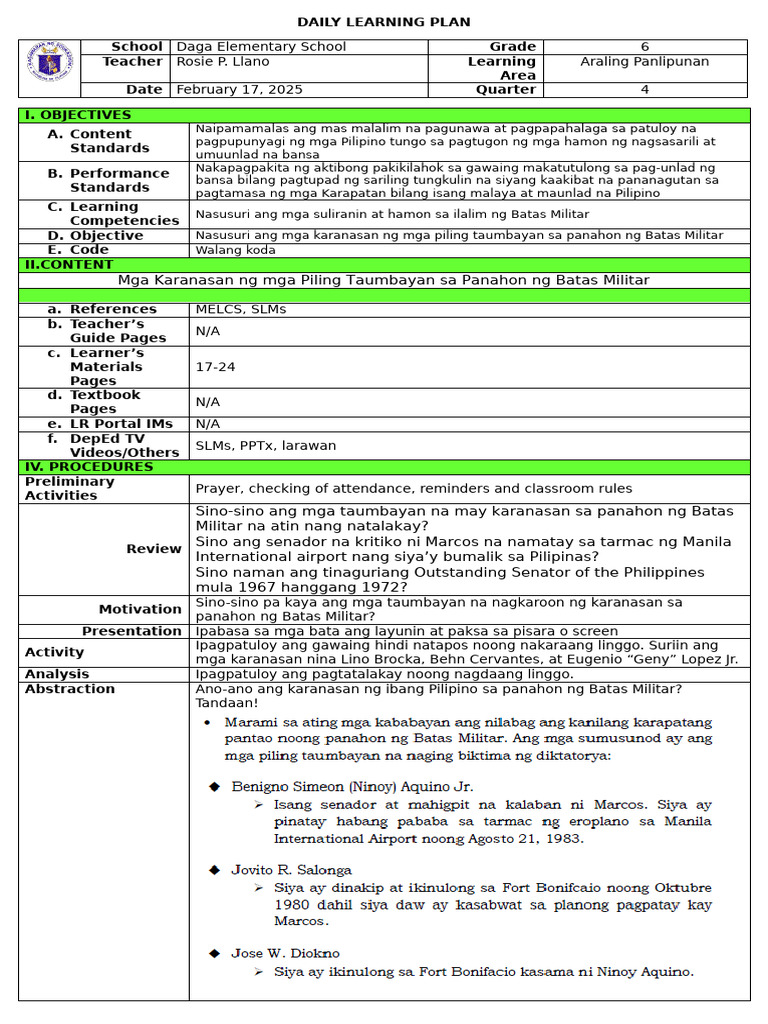 Daily Lesson Plan 02-17-202 | PDF