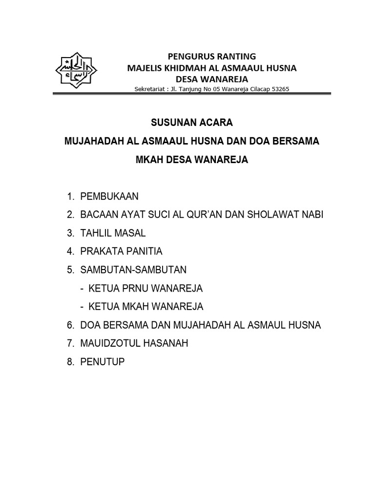 Susunan Acara Mkah | PDF