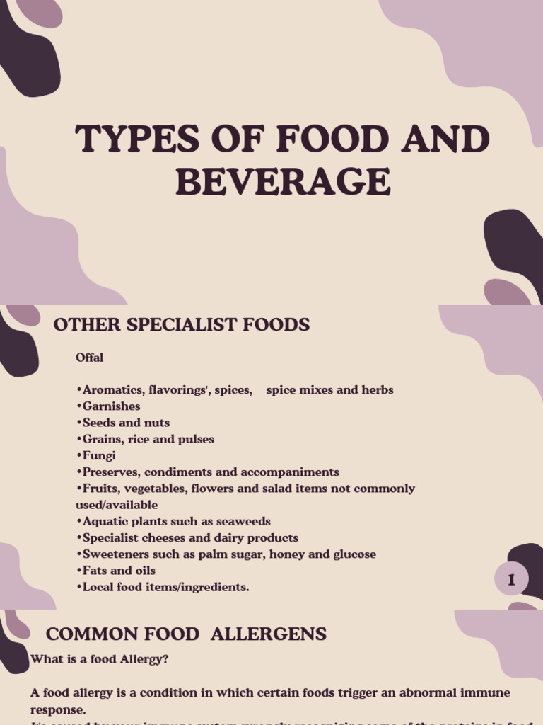 FBS Types of Food and Beverages | PDF | Foods | Food Allergy
