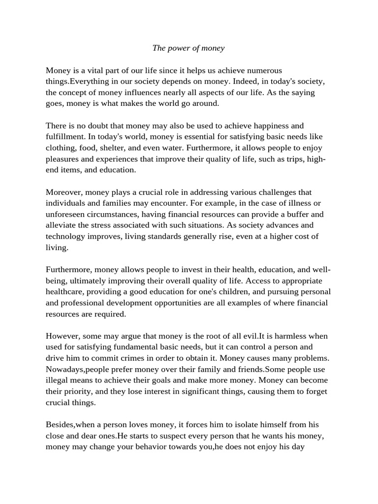 The power of money | PDF | Quality Of Life | Social Psychology