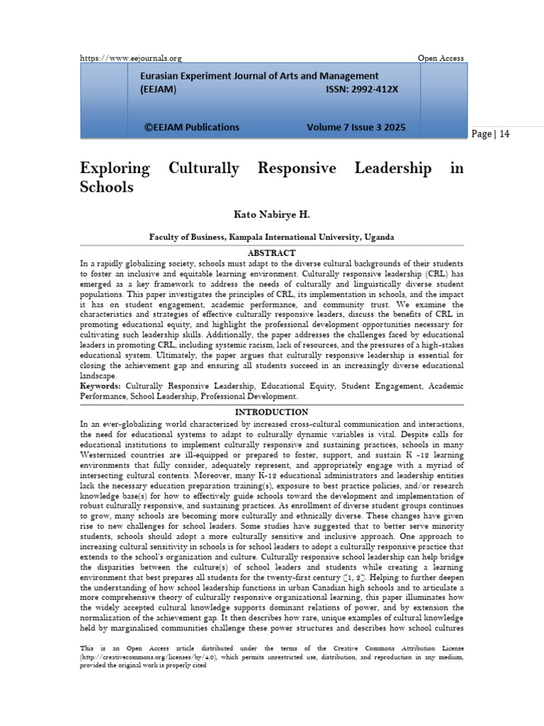 Exploring Culturally Responsive Leadership in Schools (WWW - Kiu.ac ...