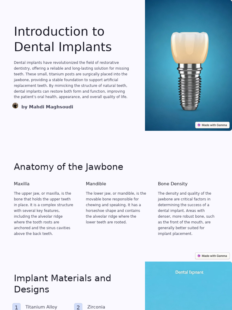 Introduction To Dental Implants | PDF | Dental Implant | Oral Hygiene