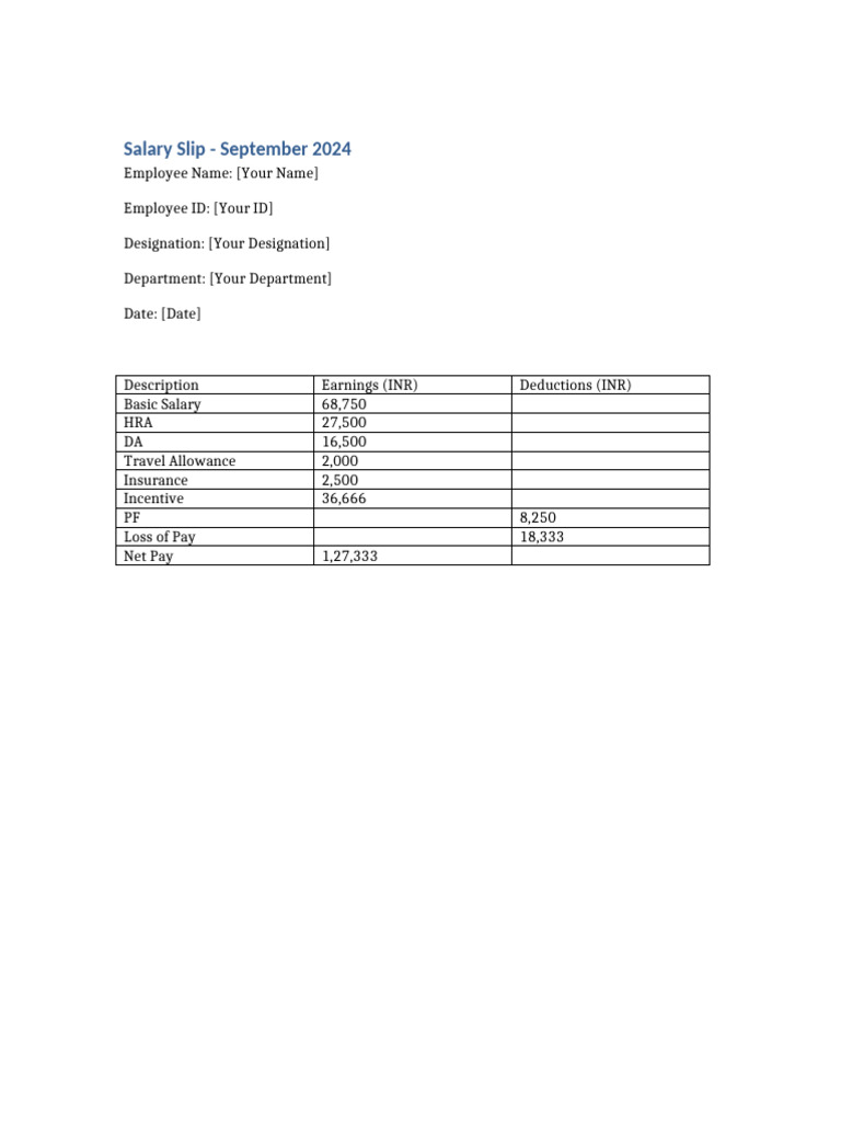 Salary Slip September 2024 | PDF