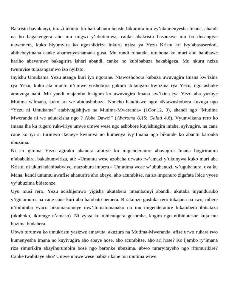 Ata Muntu N'umwe Yoshobora Gukora Ibitangaro Kw'izina Rya Yezu, Ngo Ashoke Amuvuga Nabi | PDF